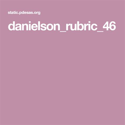 Danielson Rubric Printable