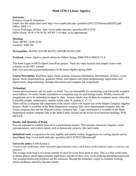 Math 2270 2 Linear Algebra