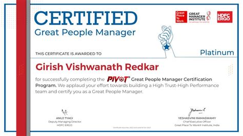 Girish Redkar Cpscm™ Csscp On Linkedin Hdfcergo Greatplacetowork