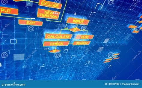 holographic algorithms backdrop with graphs stock image cartoondealer