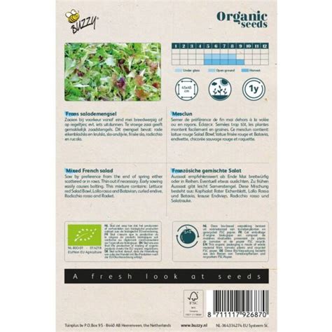 Graines Mélange De Salade Française Bio 1 Gr Buzzy Organic