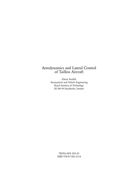 pdf aerodynamics and lateral control of tailless aircraft