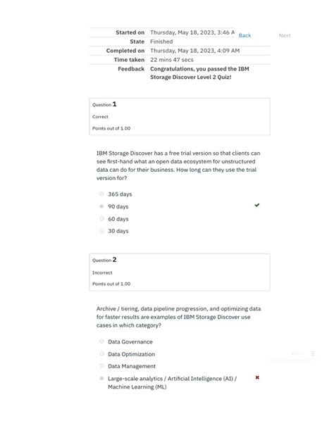 Ibm Storage Discover Level 2 Quiz Tos Attempt Pdf Artificial
