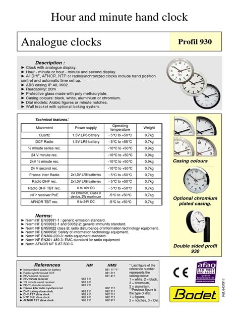 643191i Analogue Clocks Profil 930 Pdf Clock Telecommunications