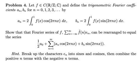 Problem 4 Let FC R Z C And Define The Chegg Com