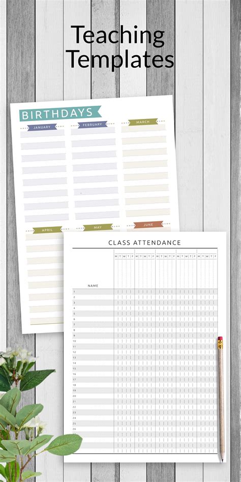 The Printable Teachers Birthday Planner Is Shown On Top Of A Wooden Table