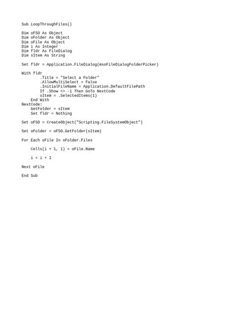 Get File Names In Excel With Folder Path Prompt Pdf
