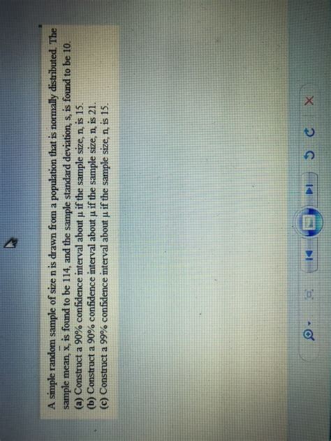 Solved A Simple Random Sample Of Size N Is Drawn From A