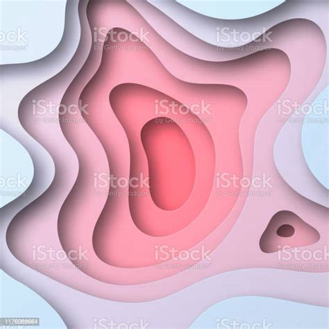 Paper Cut Background Red Abstract Wave Shapes Trendy 3d Design Stock
