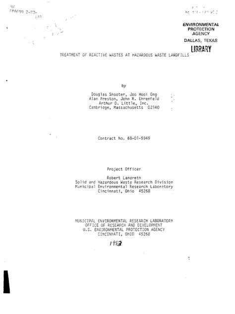 Reactive Waste Treatments Epa Old Pdf