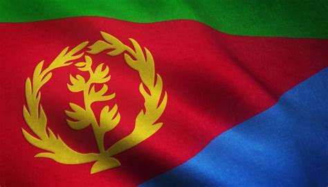 Close Up Shot Van De Wapperende Vlag Van Eritrea Met Interessante