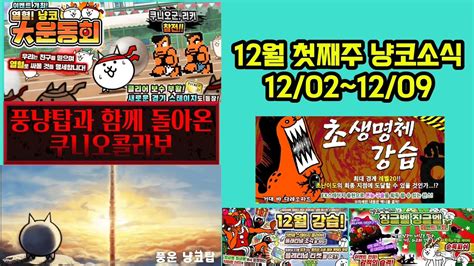 냥코 12월 첫째주 냥코소식 12 02~12 09 쿠니오와풍냥탑의 만남 이건 못참지 냥코 냥코일정 한판일정 풍냥탑 쿠니오 콜라보 Youtube
