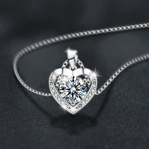 S925 Silver Premium Heart Love Moissanite Clavicle Necklace Soiblings