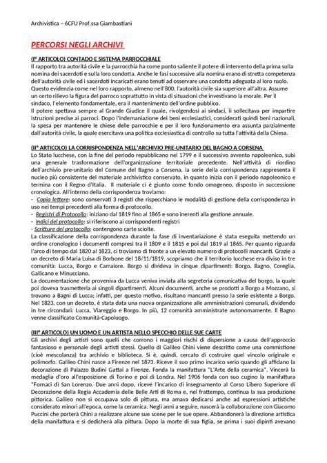 Percorsi Negli Archivi Riassunto Articoli Appunti Di Archivistica