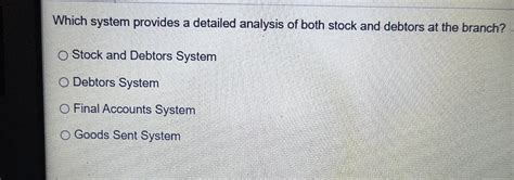 Which System Provides A Detailed Analysis Of Both Stock And Debtors At