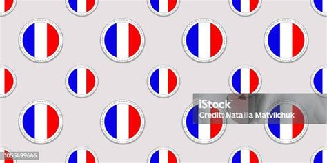 프랑스 배경입니다 프랑스 국기 완벽 한 패턴입니다 벡터 아이콘 라운드 기하학적 인 원 기호입니다 언어 코스 스포츠 페이지 여행 학교 디자인 요소에 대 한 텍스처 애국 벽지