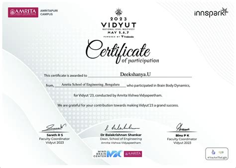 U Deekshanya On Linkedin Vidyut23 Amritavishwavidyapeetham