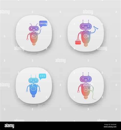 Chatbots App Icons Set Uiux User Interface Talkbots Virtual