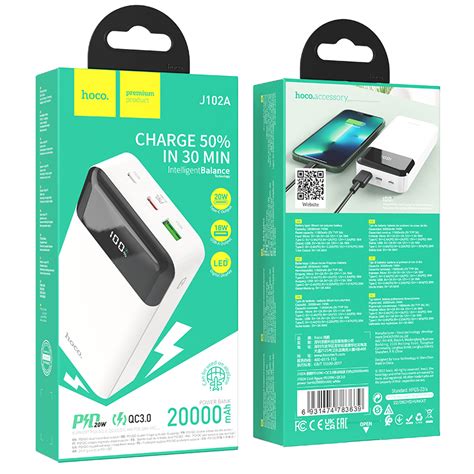 Hoco J102 Cool Figure Pd20wqc30 Power Bank Mobile Phone Fast Charging
