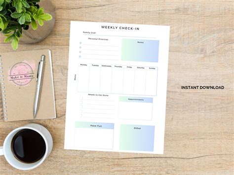 Weekly Check In Template Printable PDF Family Weekly Check In Worksheet Communication