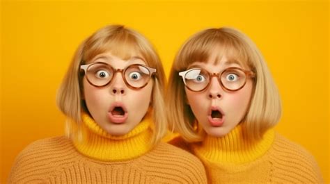 Premium Ai Image Blonde Twins Who Are Shocked Remove Their Sunglasses