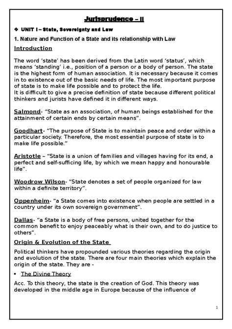 Jurisprudence Notes Jurisprudence II UNIT I State