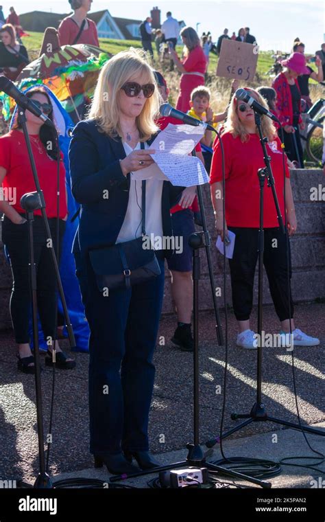 Labour MP Rosie Duffield Is Seen Speaking At A Southern Water Protest