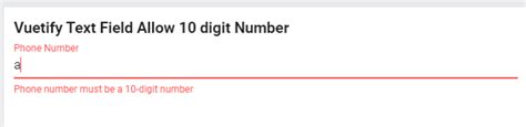 Vuetify Text Field Allow 10 Digit Number Validation Rule