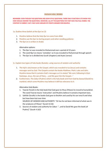 Islam Re Muslim Beliefs Whole Unit Teaching Resources