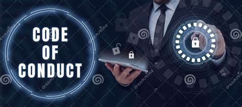 Sign Displaying Code Of Conduct Word For Ethics Rules Moral Codes