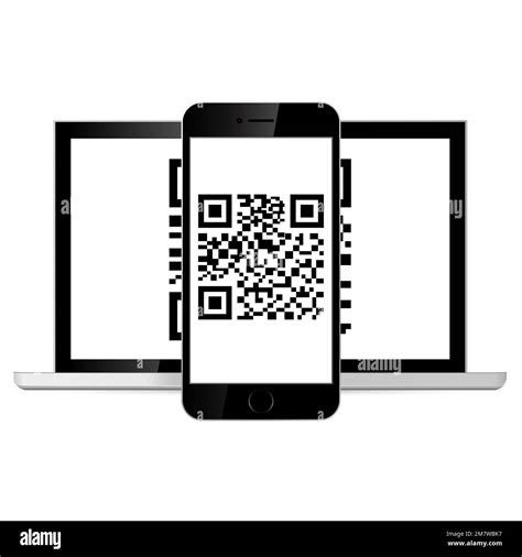 Phone Scanned Qr Code Isolated On White Background Vector