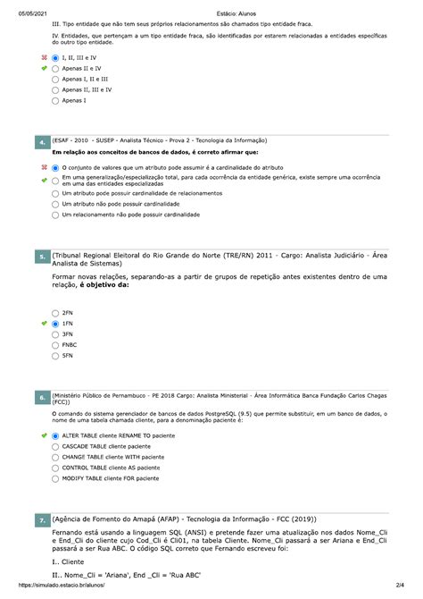 Teste De Conhecimento Banco De Dados Informática I