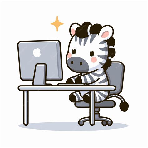 Premium Vector Flat Design Illustration Featuring A Zebra Working On