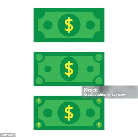 在平面樣式中設置的現金圖示綠色的美元鈔票向量點檢向量圖形及更多圖示圖片 圖示 美國紙幣 俄羅斯 Istock
