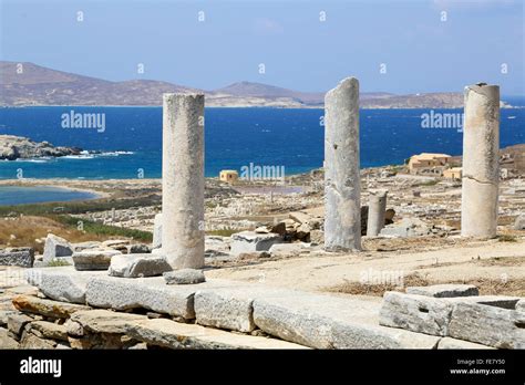 The Island Of Delos An Important Archaeological Site In Greece Stock
