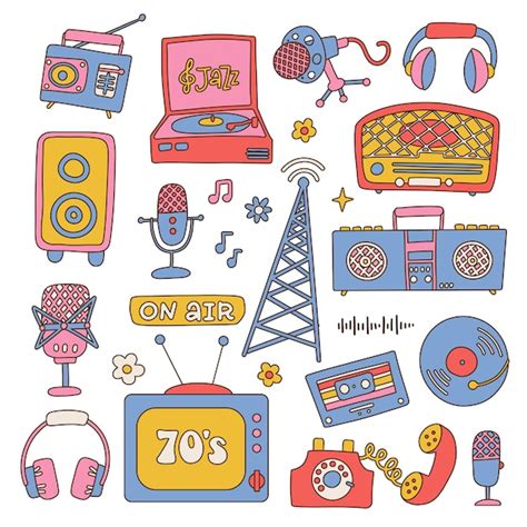 Premium Vector Retro Groovy Stickers With Vintage Electronics In S