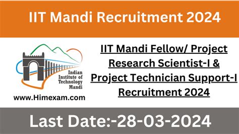 Iit Mandi Project Research Scientist I And Project Technician Support I Recruitment 2024