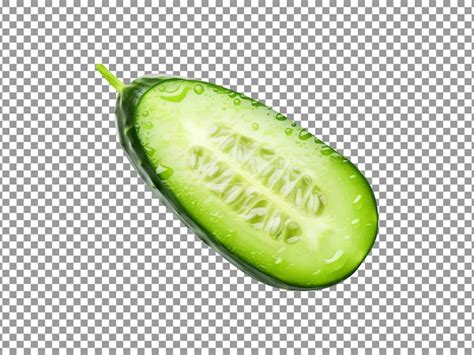 투명 한 배경에 고립 된 신선한 오이 조각 프리미엄 Psd 파일