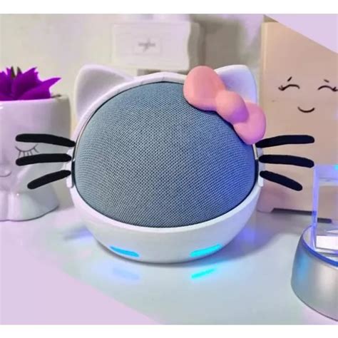 Capa Temática Skin Decorativa Suporte Amazon Alexa Echo Dot 4 Echo Dot 5 Hello Kitty
