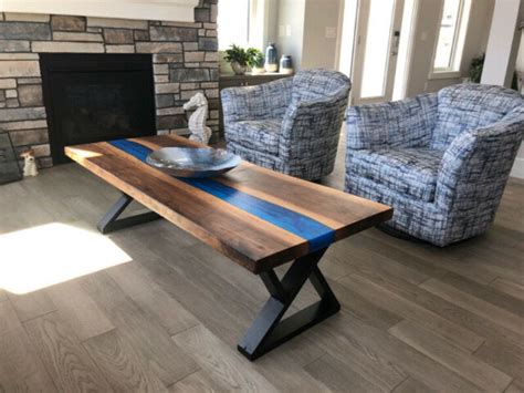 Blue Epoxy River Coffee Table Woodify Canada