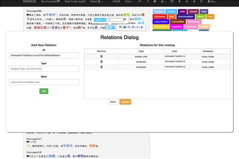 Screenshot Demonstrating The Relational Markup Function In Markus To