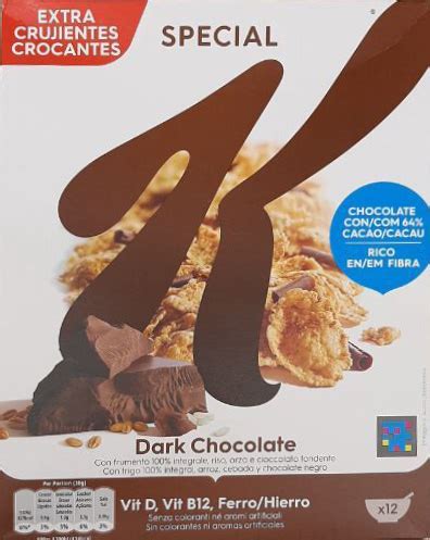 KELLOGG S SPECIAL K CEREALES CON CHOCOLATE SUIZO NEGRO BAJOS EN CALORÍAS análisis y