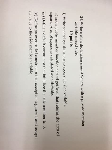 solved 29 write a class declaration named square with a