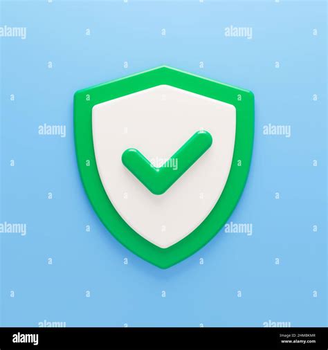 3d Protection Shield Icon Green Shield With Correct Sign Web Secure
