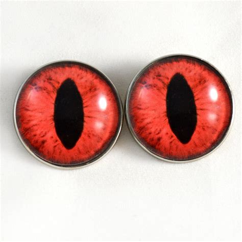 Red Cat Sew On Button Glass Eyes Handmade Glass Eyes