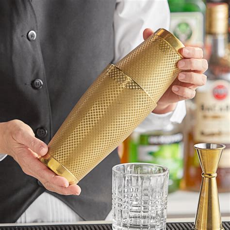 Barfly 28 Oz 18 Oz Gold Diamond Lattice 2 Piece Boston Cocktail