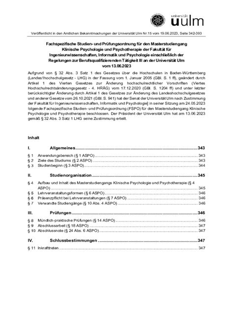 Ausfüllbar Online Prfungsordnung fr den Studiengang Master of Science