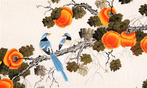 国画柿柿如意 柿柿如意画 柿柿如意工笔画 大山谷图库