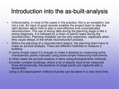 Ppt As Built Analysis Through 3d Laserscanning And Cad Modeling
