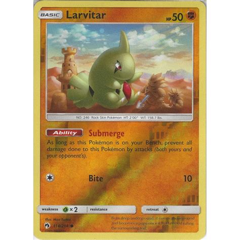 Pokemon Trading Card Game 114214 Larvitar Reverse Holo Sm 08 Lost